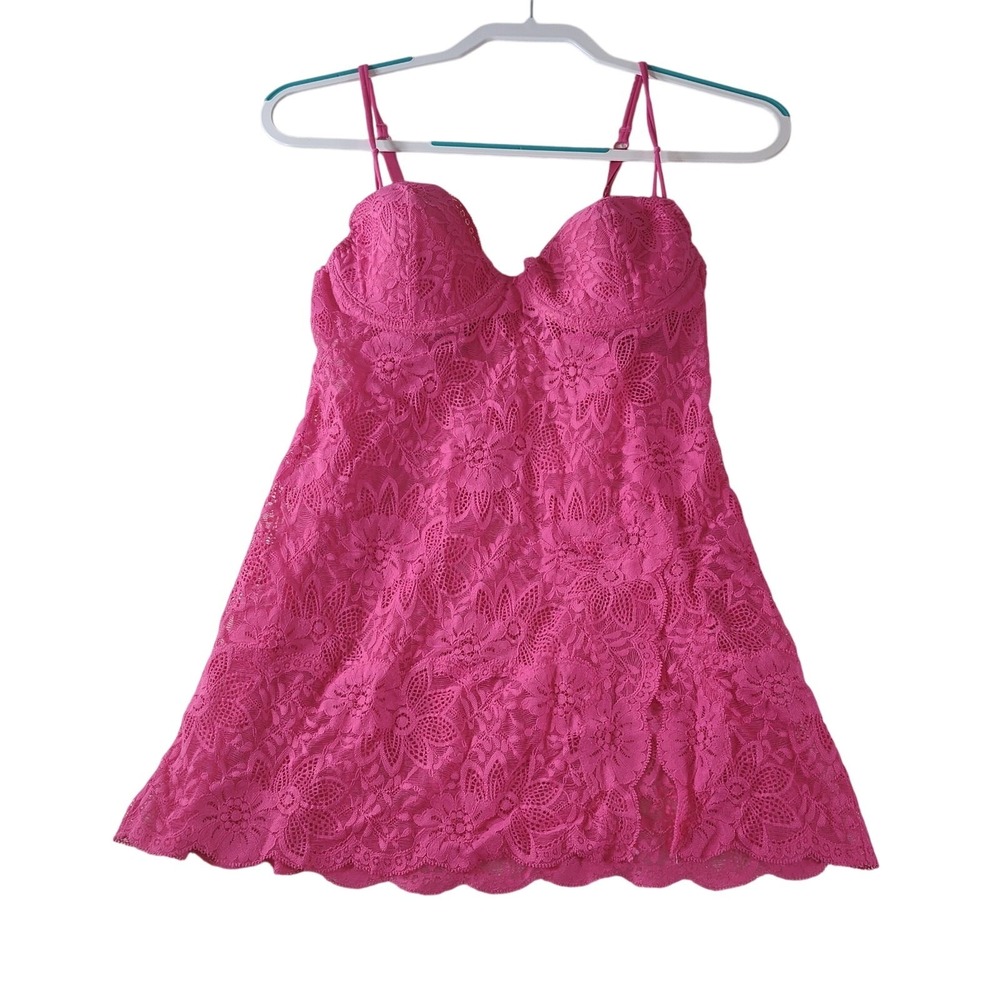 Victoria's Secret Y2k Vtg Hot Pink Lace Cupped Mini S… - Gem